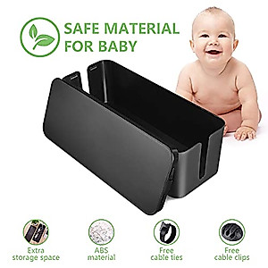 Cable Management Box, Large Cord Organizer Box to Hide Power Strip & Under Desk,TV Computer Wires Cable Organizer Hider Box with Cable Clips&Reusable Cable Ties for Home/Office(Black)