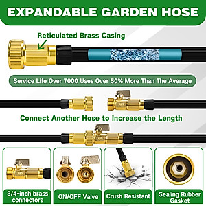 Expandable Garden Hose 100ft Durable Flexible 50 Layers Nano Rubber Lightweight No-Kink Water Pipe 10 Functions Spray Nozzle Water Hose 3/4'' Solid Brass Fittings Easy Storage for Outdoor Yard Black