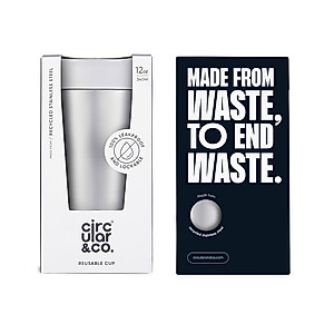 Circular & Co Stainless Steel Coffee Cup - 16oz - Insulated Reusable Travel Mug - Made from Recycled Stainless Steel - 100% Leakproof Coffee Mug - Fully Lockable 360 Drinking - Insulated for 6 Hours