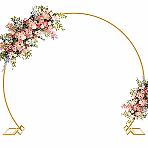 Asee'm 7.2FT Gold Wedding Arch Round Backdrop Stand Large Circle Metal Floral Balloon Frame for Party Anniversary Birthday Graduation Valentine Ceremony Decorations