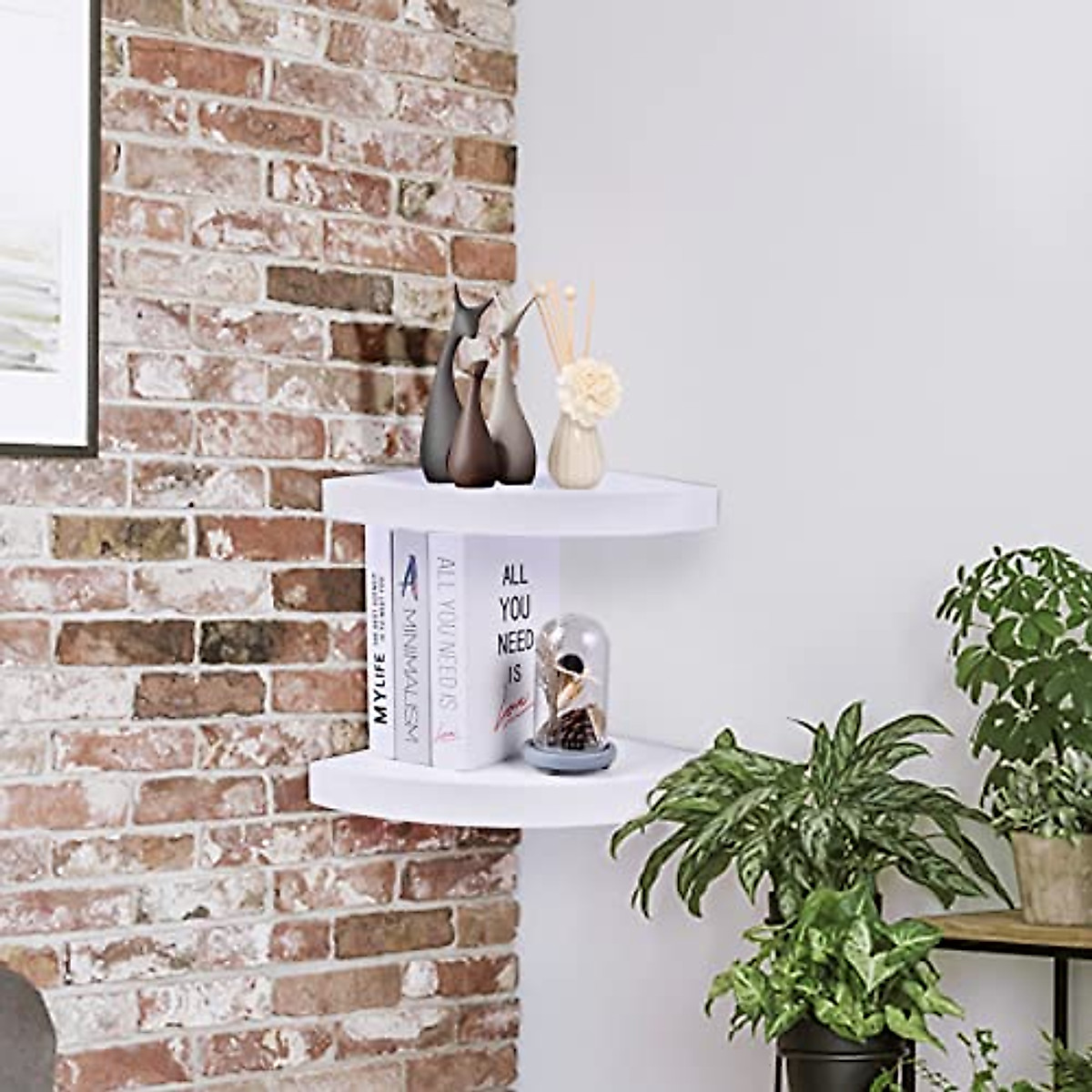 Corner Floating Shelves Wall Mount (2 Pack) (White)