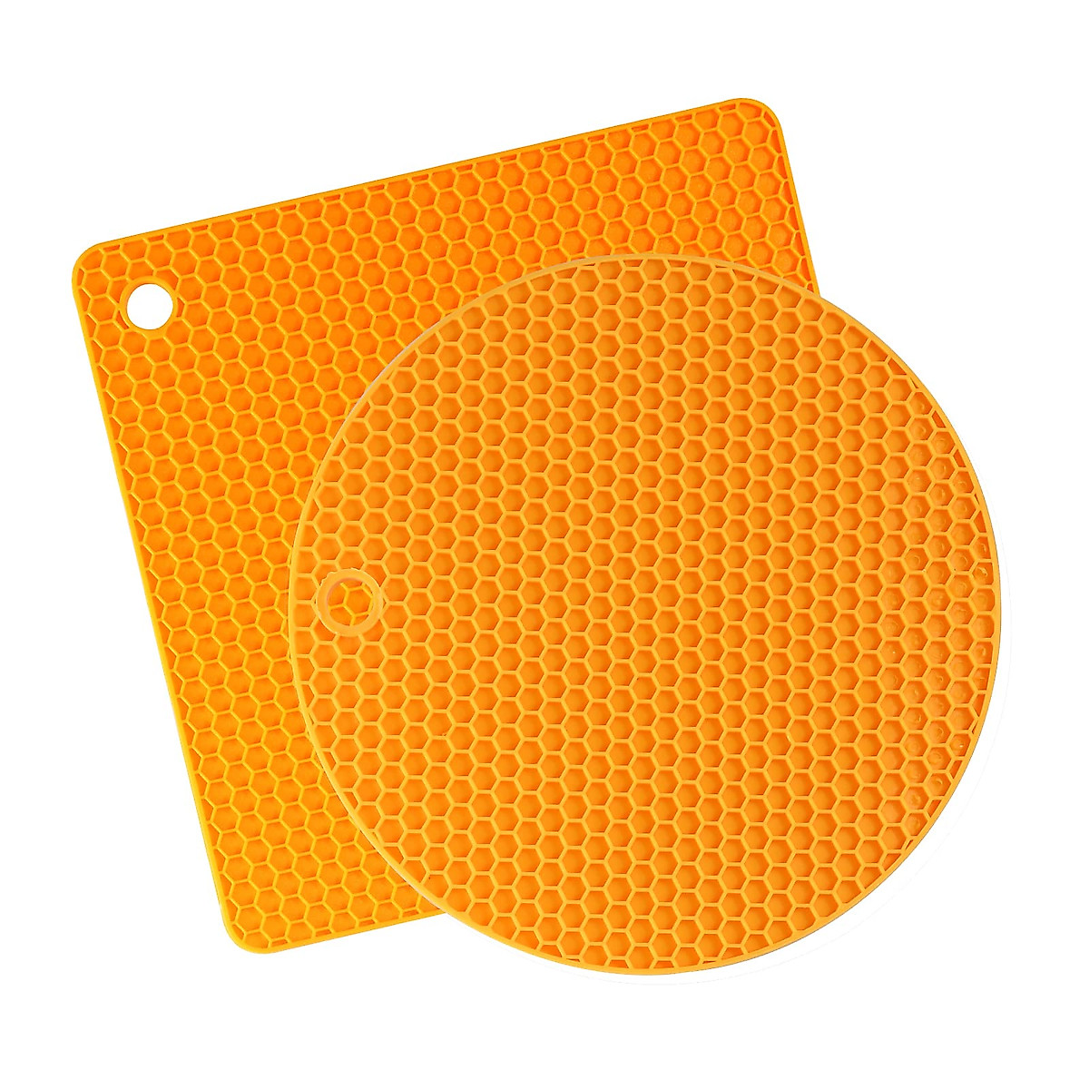 Daixers 2 Pack Silicone Trivet Mat, Hot Pads Non-slip Insulation Mats for Home Kitchen (Orange)