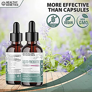 Liquid Probiotics for Women Men & Kids | Prebiotic +Ginger + Probiotics for Digestive Health | Acidophilus Probiotic | Dairy Free | Vegan | Non-GMO | Gluten Free | 30 Servings