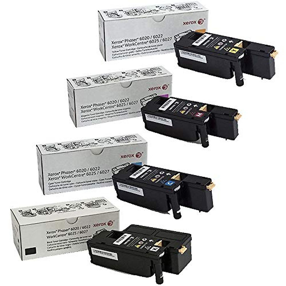 Xerox 106R02756, 106R02757, 106R02758, 106R02759 Phaser 6022 WC 6027 Standard Yield Toner Cartridge Set