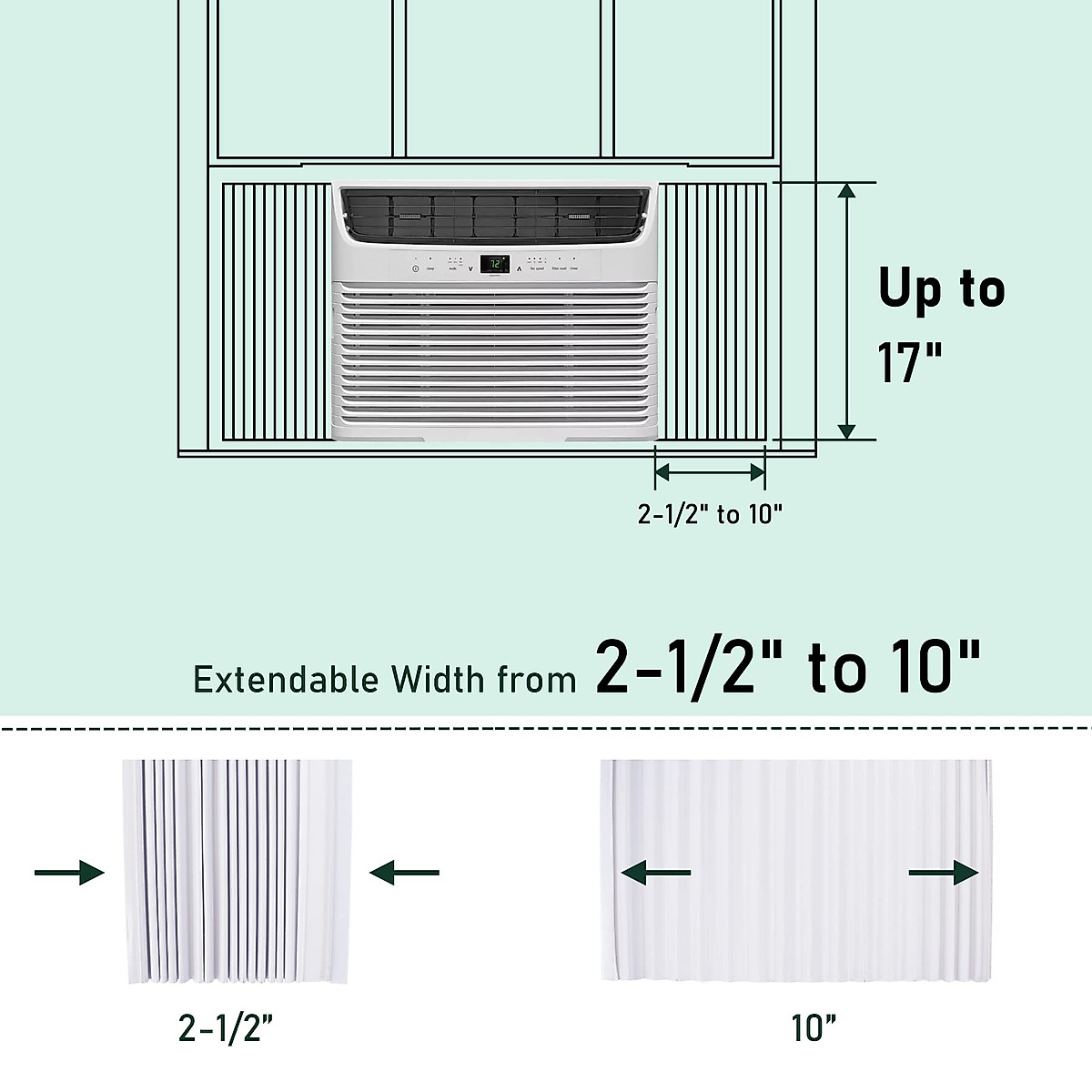 Flehomo Window Air Conditioner Side Panels with Double Layers, Adjustable Insulation AC Side Panel, Window Unit Replacement Screen, Fits Up to 17" x 10", White