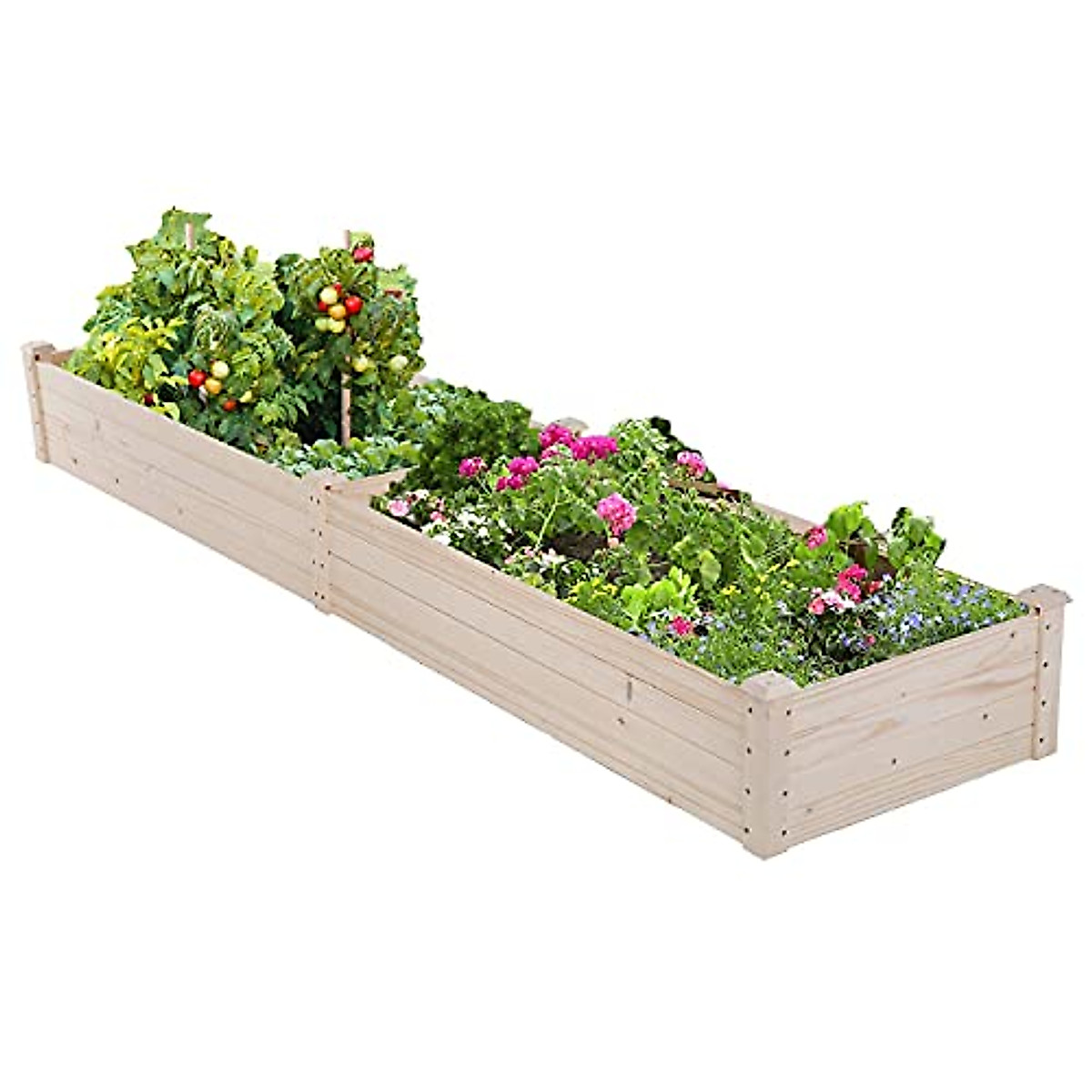 FDW Raised Garden Bed,Elevated Wood Planter Box Outdoor and Indoor Planter Box Garden Grow Box Patio Gardening Planter Box for Vegetable Flower(Natural) (96Lx24.5Wx10.5H)