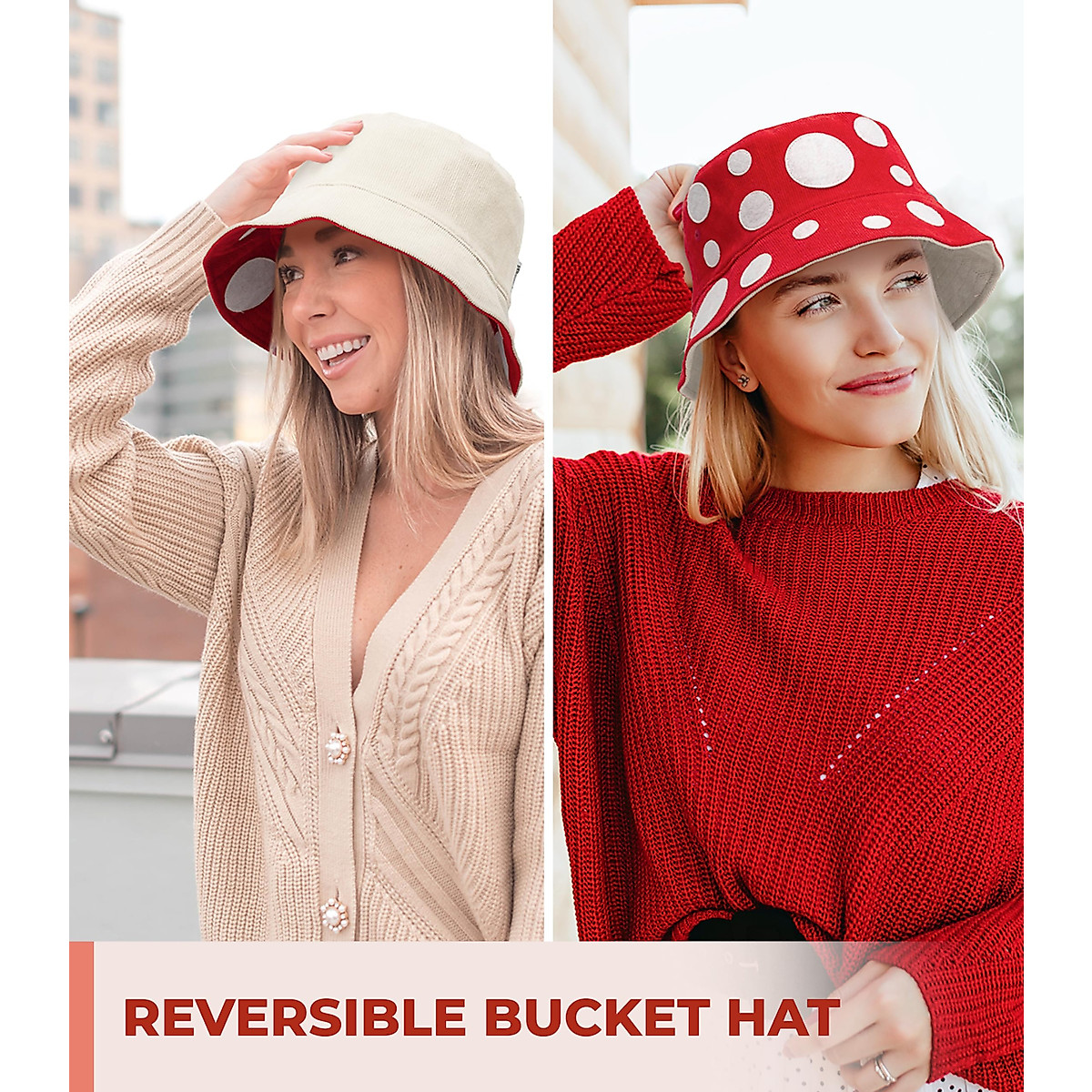 Shrumiez Red Mushroom Hat - Mushroom Bucket Hat for Mario Toad Toadstool Toadette Rave Cosplay Costume Outfit Adult Women Men