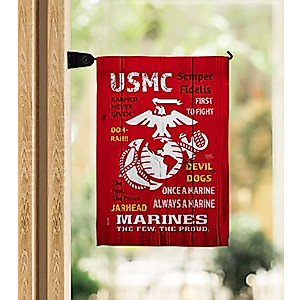 Breeze Decor USMC Garden Flag Set Mailbox Hanger Armed Forces Marine Corps Semper Fi United State American Military Veteran Retire Official House Banner Small Yard Gift Double-Sided, Made in USA