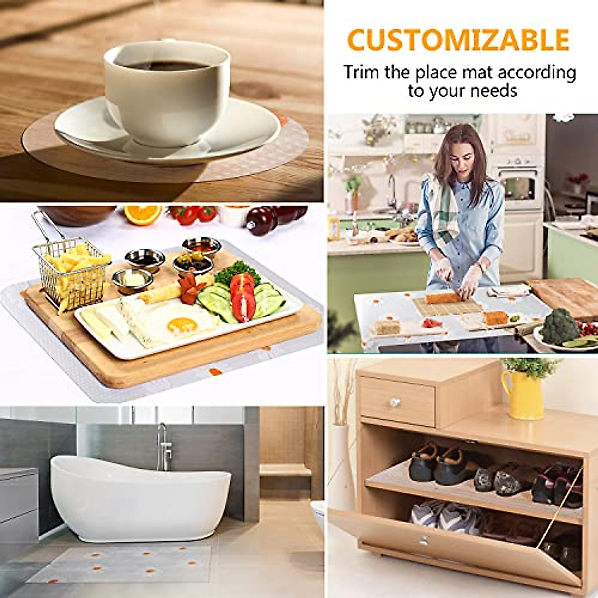 INNOLITES Shelf Liners for Kitchen Cabinets, Non Adhesive Drawer Liner Non Slip Cabinet Liner, for Kitchen Shelf Liner Pantry Cupboard Refrigerator Dresser (17.7 x 78.7 Inch)