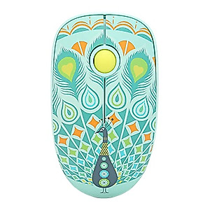 Wireless Gaming Mouse, 2.4GHz 3 Smart Power Saving Modes Mouse,Portable Peacock Pattern Ergonomic 1500DPI Wireless Mouse