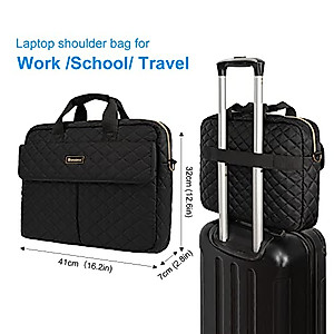 Bonioka Womens 15.6-Inch Laptop & Tablet Bag, Briefcase for Women, Large Laptop Case Computer Book Bag for Office Business Work, Black