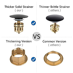 ESFORT Bathroom Sink Drain Stopper without Overflow, Pop up Drain Assembly with Built-In Anti-Clogging Strainer Vessel Sink Drain, Brushed Nickel