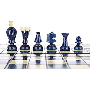 Chess and games shop Muba Beautiful Handcrafted Wooden Chess Set with Board and Chess Pieces - Gift idea Products (12.5'' (32 cm) Blue)