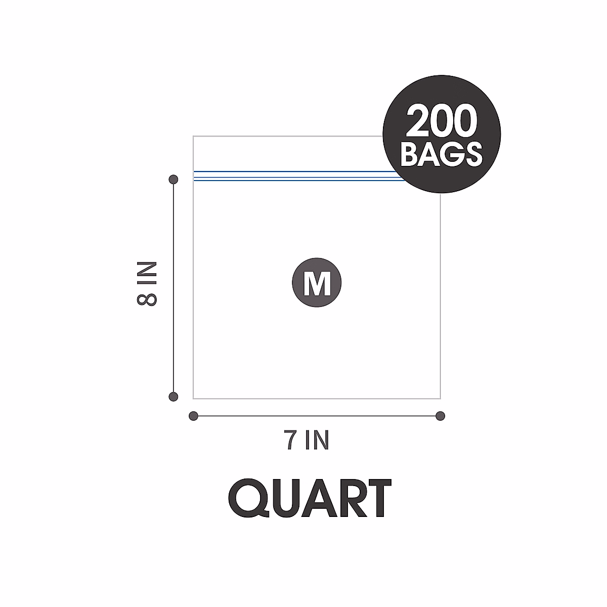 24/7 Bags- Quart Zip Storage Bags, 200 Count, Double Zipper Seal, Easy Grip Open Tabs, Write-On Space, BPA-Free & Heavy Duty, Microwave Safe, Non-StandUp