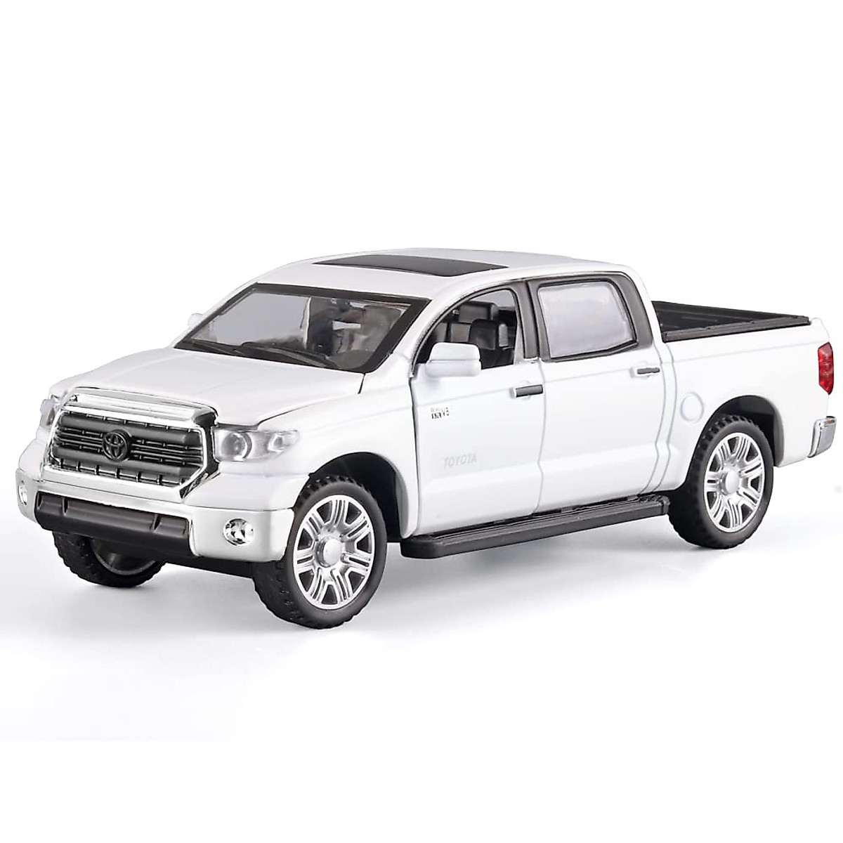 OANMYJJO Toy Pickup Trucks for Boys 1/32 Tundra Diecast Cars Model，Zinc Alloy Toy Pickup Truck，with Sound and Light、Pull Back，Birthday Gifts for Kids Ages 3 Year and UP（White）
