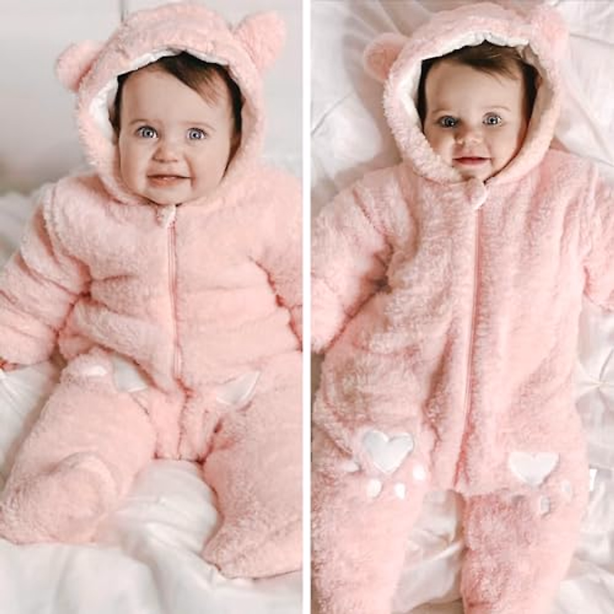 Simplee kids Baby Infant Boy Girl Winter Warm Snowsuit Outwear Newborn Hooded Footed Romper Jumpsuit for 0-3 Months