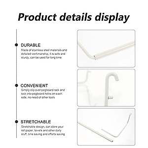 Cabilock 2pcs Organizer Hooks Hanging Multifunctional Kitchen Continuous Bathroom White Laundry Extendable: Workshop Accessory Toilet Holder Room Pegboard Organization Stainless Extendable