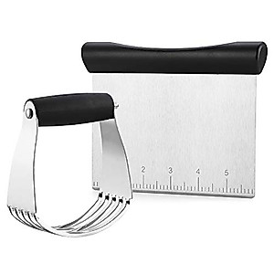 Spring Chef - Dough Blender and Pastry Cutter, Stainless Steel Nut, Pie, Pastry and Dough Cutter and Scraper, Multipurpose Baking Tools with Soft Grip Handles, Black