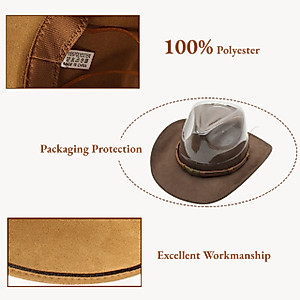 LIDHAY Cowboy Hat for Women and Men Western Suede Hat Panama Hat Cowboy & Cowgirl Hat Felt Wide Brim Women Men Fedora Hats 192 Brown