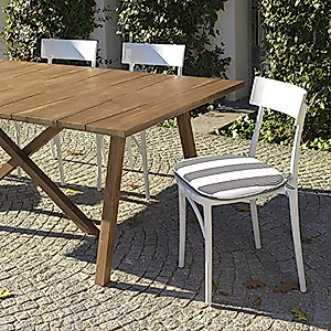 TWLEAR Indoor/Outdoor Chair Cushions 16x17 Inch, Patio Chair Cushions with Ties, All Weather Seat Cushions for Patio Furniture Home Garden Chair Use, Set of 4, Stripe Cabana Black