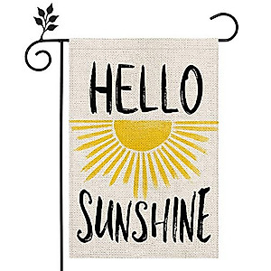CROWNED BEAUTY Summer Hello Sunshine Garden Flag 12×18 Inch Boho Double Sided Vertical Yard Outside Flag