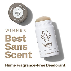 Hume Supernatural Aluminum Free Deodorant for Women & Men - Safe for Sensitive Skin - Probiotic, and Plant-Based - Long-Lasting Moisture Absorbing - Clean and Effective, Fragrance Free - 1-Pack