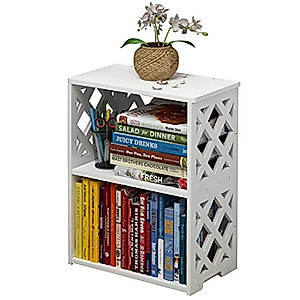 Rerii Small Bookshelf, 3 Tier Bookshelf for Small Spaces, 2 Shelf Bookcase Kids, Book Storage Organizer Case Open Shelves for Bedroom Living Room Office, White
