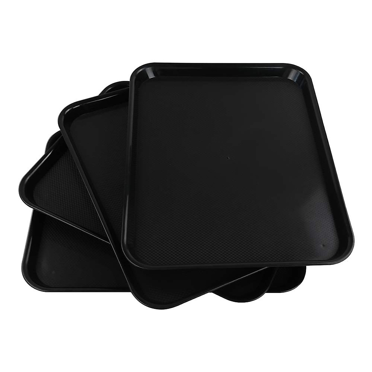 Teyyvn Black 4-Pack Plastic Fast Food Serving Tray, 17.25" x 13.35"