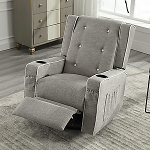 OQQOEE Rocking Chair Nursery Baby Rocker Swivel Chair Glider Rocker Recliner Cozy Swivel Rocking Chairs with Cup Holders,Pockets for Living Room Baby Room (Beige 1 PC)