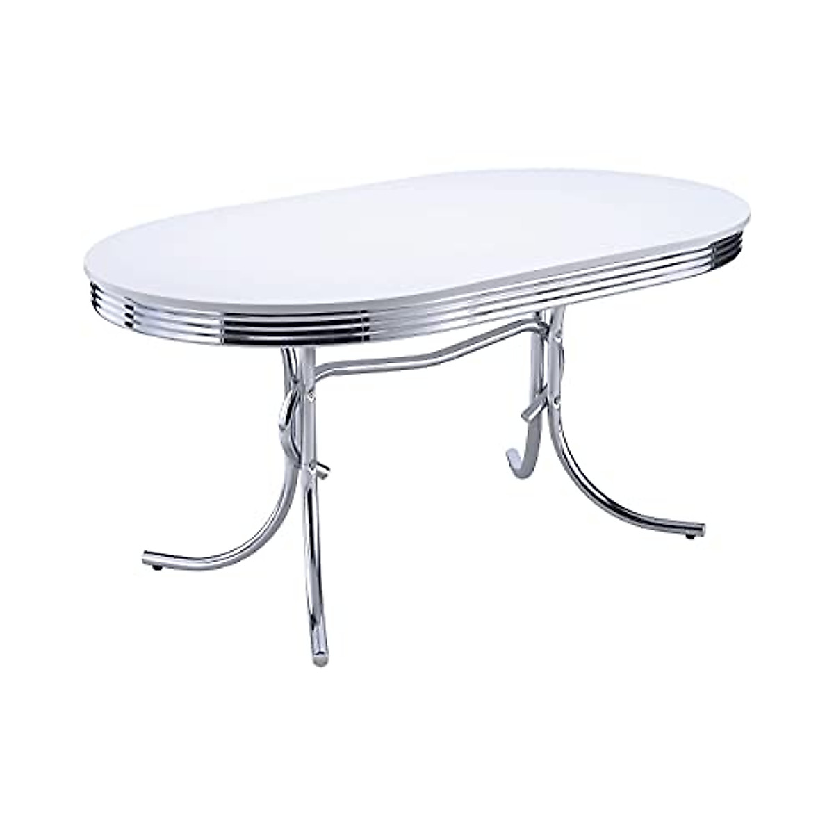 Coaster Retro Oval Dining Table White and Chrome