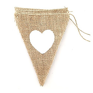 LWR CRAFTS Burlap Bunting Banner Triangle Heart MR MRS