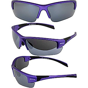 Global Vision Hercules-7 Women' s Softball Pickleball Tennis ANSI Z87.1 Safety Sunglasses Purple Frame with Flash Mirror Lenses