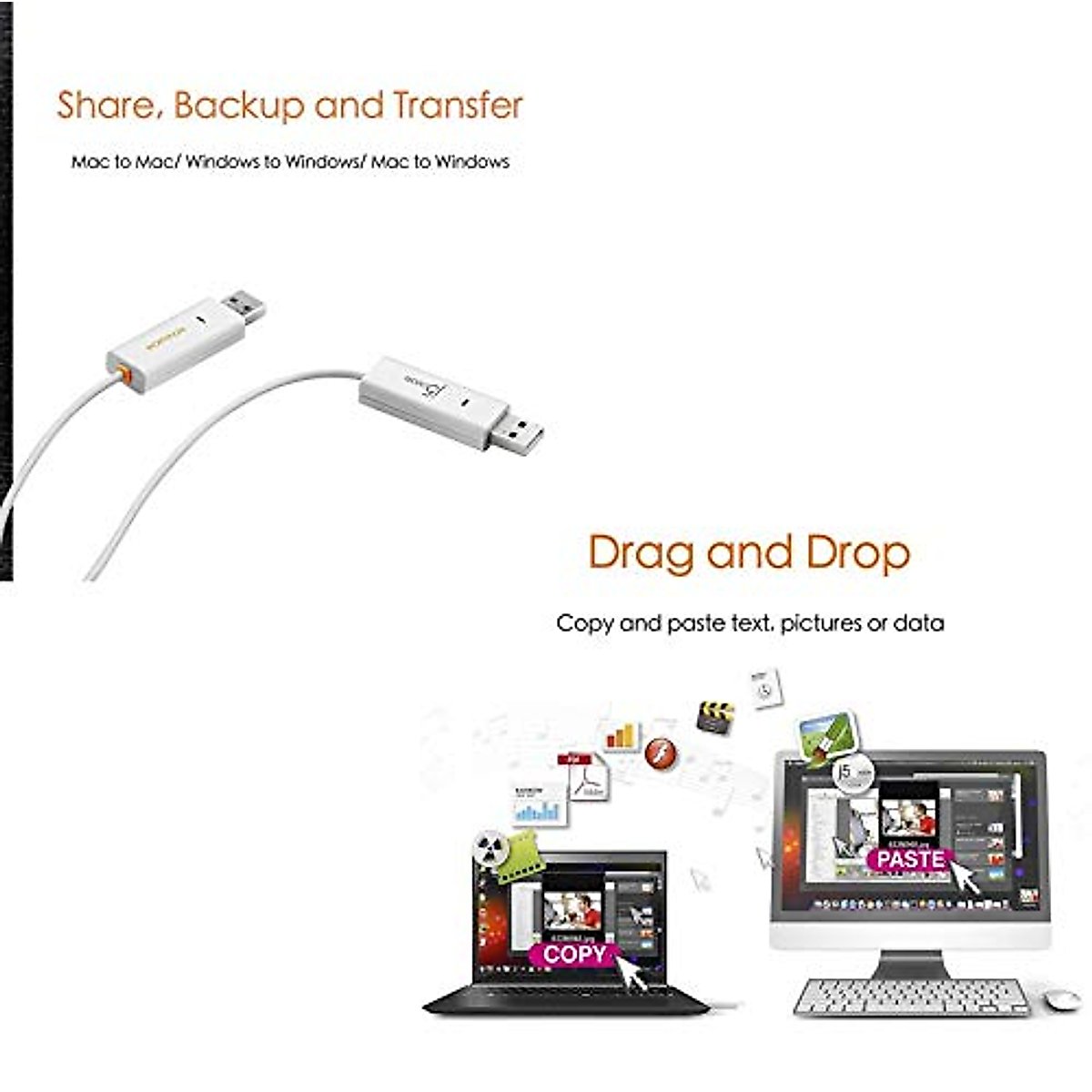 j5create Accessory Bundle - JUD214 Multi-Monitor Desktop Display USB Video Card Converter & Wormhole Switch - JUC-400 Windows & Mac Crossover Cable