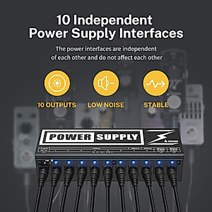 Donner DP-2 Guitar Pedal Power Supply High Current 10 Isolated DC Output for 9V/12V/18V Effect Pedals