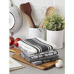 DII Assorted Woven, Kitchen Dishtowel Set, 18x28, Gray, 5 Piece