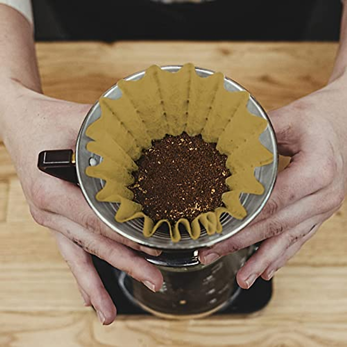 Sihuuu 100 Pcs Coffee Filters, 1-4 Cup Basket Coffee Filters, Natural Brown Unbleached Basket Filters Paper for Home, Office Single Cup Coffee Filter