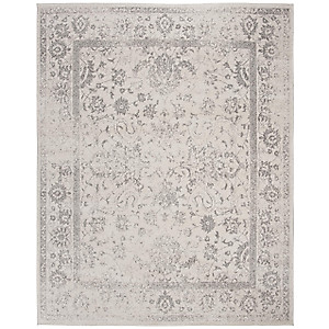 SAFAVIEH Adirondack Collection X-Large Area Rug - 11' x 15', Ivory & Silver, Oriental Distressed Design, Non-Shedding & Easy Care, Ideal for High Traffic Areas in Living Room, Bedroom (ADR109C)
