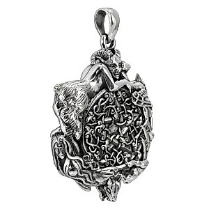 Dryad Design Sterling Silver Fairy Pendant - Fey Pagan Wiccan Pentacle Witchy Faerie Jewelry for Women