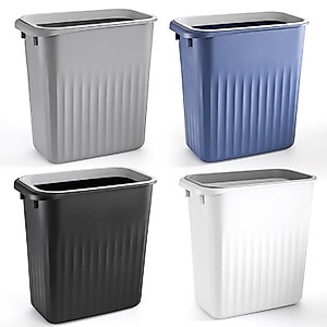 Elsjoy 4 Pack 2 Gallon Plastic Trash Can, Slim Waste Basket Bathroom Small Garbage Can, Rectangular Trash Bin for Office, Kitchen, Bedroom
