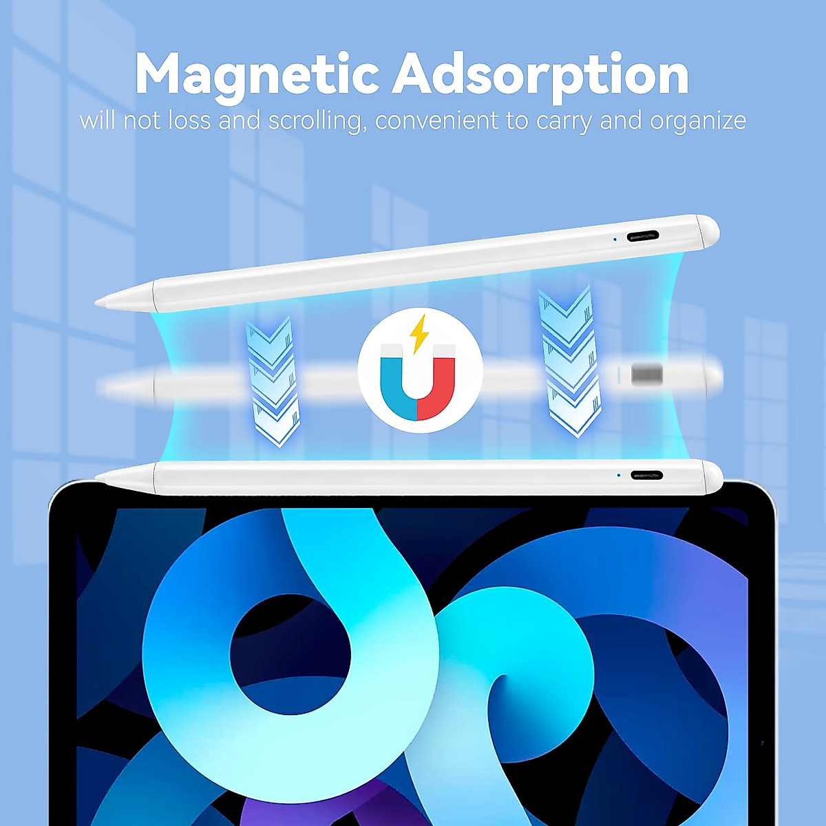 iPad Air 5th Generation Pencil Apple iPad Pen 9th Generation with Palm Rejection Active Stylus Pen for iPad Air 5th/4th,iPad Pro 12.9/11 Inch,iPad 10th/9th/8th/7th/6th,iPad Mini 6 Pencil White