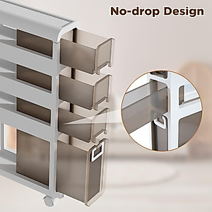 ybaymy 4-Tier Narrow Slit Storage Cabinet, 6.7″ Slim Bathroom Floor Cabinet, Movable Toilet Paper Holder,Narrow Waterproof Side Bathroom Organizer for Kitchen Bedroom Laundry,Already Assembled