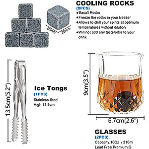BWSJ Gifts for Men Dad Husband Whiskey Glasses Set Whiskey Stones Gift for Christmas Fathers Day Birthday Retirement Wedding Anniversary Retirement,Brown,X-Large
