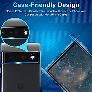Pixel 6 Screen Protector [2+2 Pack] Camera Lens Protector, Fingerprint Unlock Support, HD Tempered Glass, for Google Pixel 6 5G Glass Screen Protector