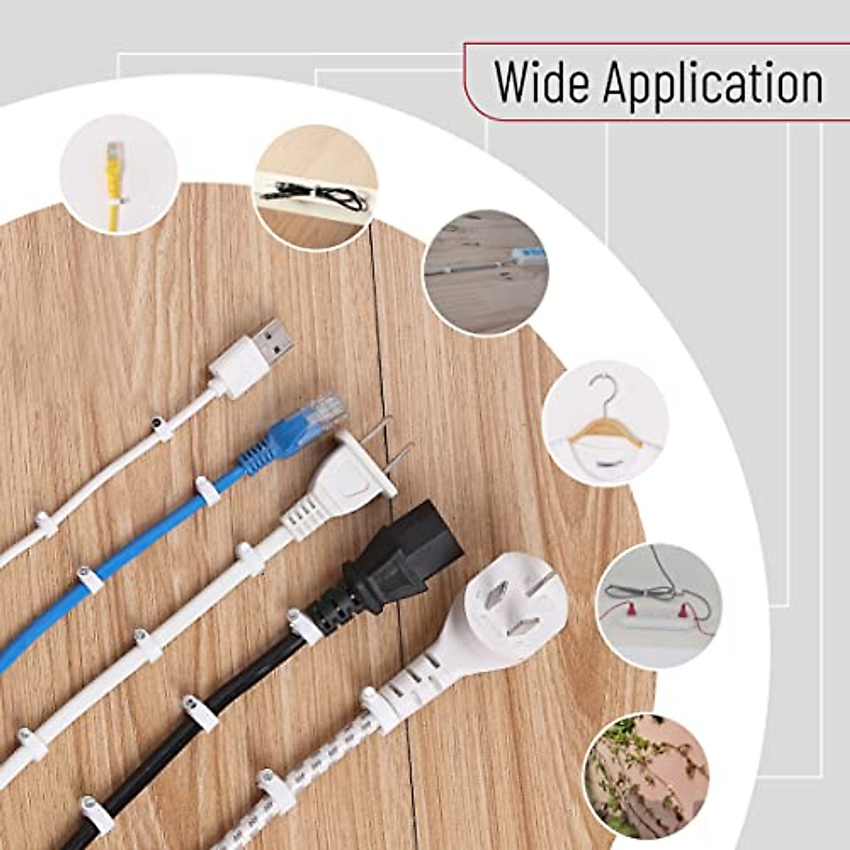 Bates- Cable Clips with Steel Nails, White, 360 pcs, 4mm 5mm 6mm 8mm 10mm, Wire Clips, Cord Clips, White Cable Clips, Ethernet Cable Clips, Cable Wire Clips, Coax Cable Clips, Cable Cord Clips.