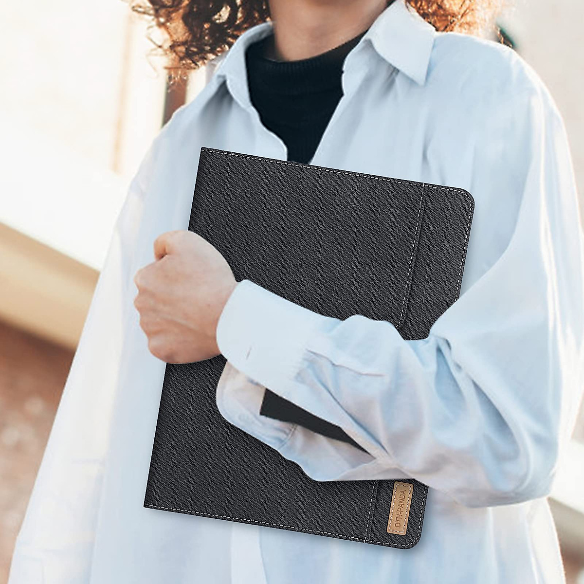 DTH-PANDA iPad Pro 12.9 Case for 6th/5th/4th/3rd Generation Case 2022 2021 2020 2018 PU Leather with Pen Holder, Folio Stand with Soft TPU Back,Auto Sleep/Wake Function (Ash Brown) (Crow Black)