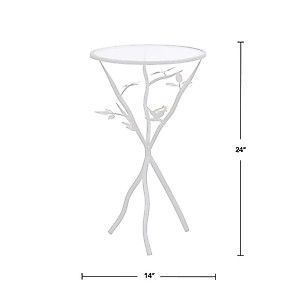 FirsTime & Co. Aged Bronze Bird and Branches Tripod Side Glass Tabletop Accent Table, 24" H x 14" W x 14" D, Bronze