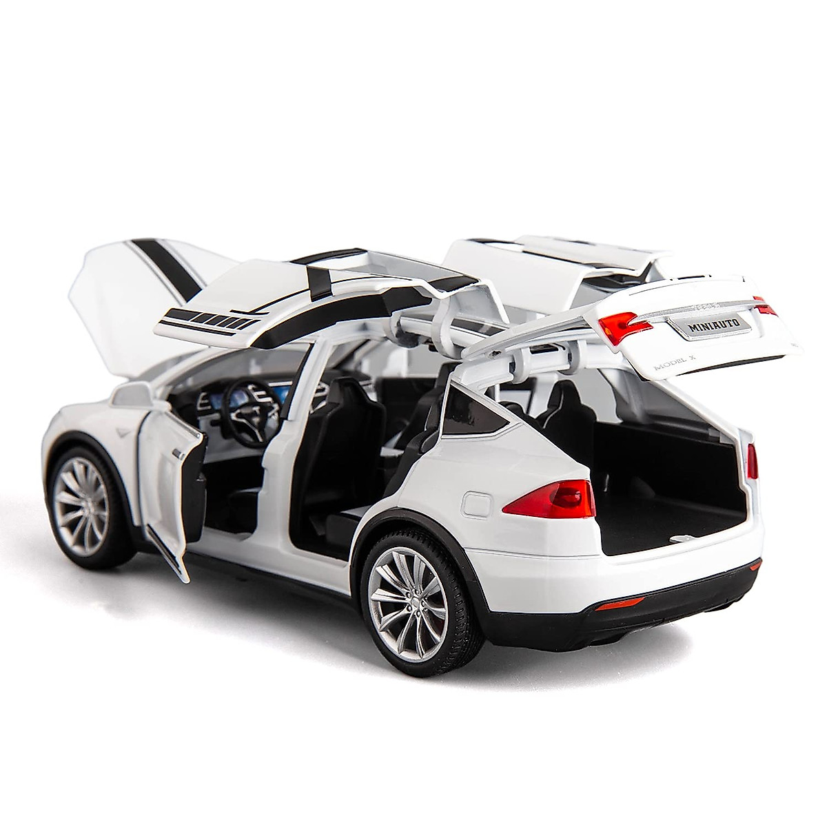 BDTCTK 1/20 Scale Car Model X Toy Zinc Alloy Casting Pull Back Vehicles with Sound and Light Toys for Kids Boys and Girls Gifts (White)