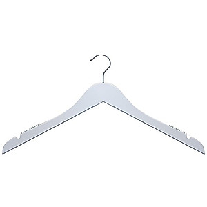 NAHANCO 20517 Wooden Top Hanger, Flat, 17", High Gloss White Finish (Pack of 100)