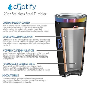 Boss Lady Big Heart Tumbler Birthday Gifts for Women, Coworker, Boss on Black with Ion Prism Design 20 oz Stainless Steel Insulated Cup with Lid - Travel Mug for Mom