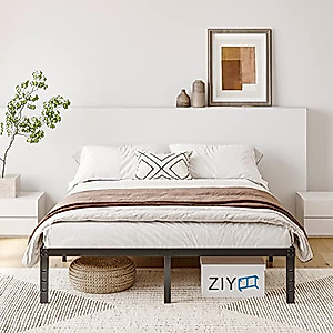 ZIYOO King Size Bed Frame 14“ High, 3” Wide Solid Wood Slats 3500lbs Support Mattress Foundation No Box Spring Needed/Noise Free/Easy Assembly